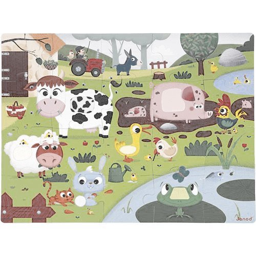 Casse-tête tactile - Les animaux de la ferme 20 morceaux - Janod | Mlle ...